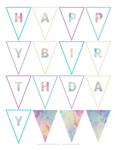 Watercolor Birthday Banner Free printable - JESSIKA REED